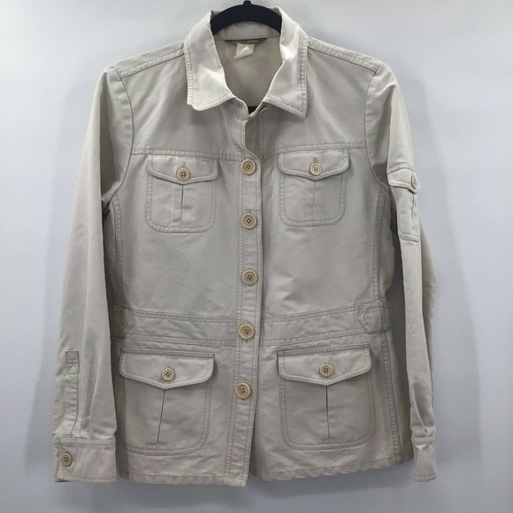 J. Crew | Jackets & Coats | J Crew Womens Sz M Beige Khaki Cotton ...